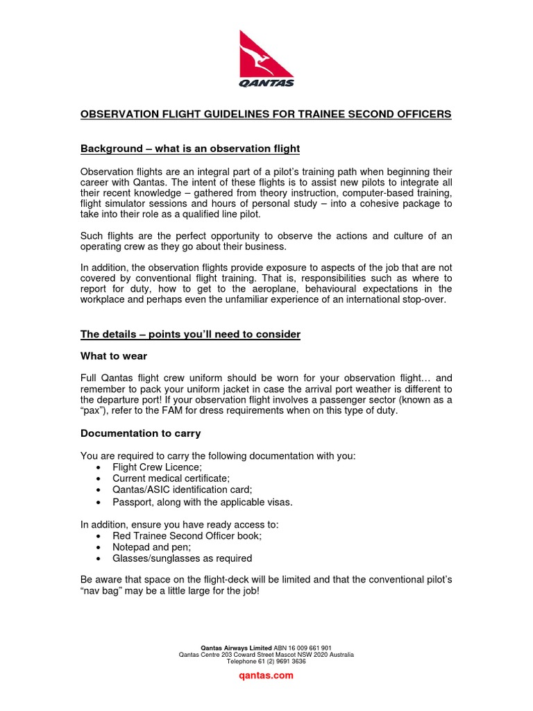 Observation Flight Guidelines PDF | PDF | Business