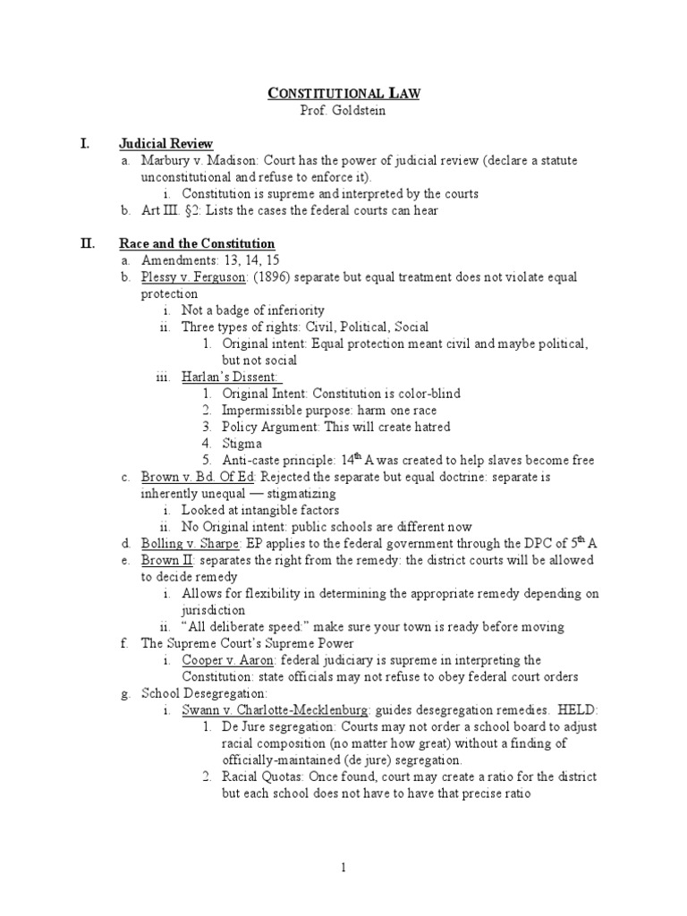 Constitutional Law Outline | PDF | Commerce Clause | Incorporation Of ...