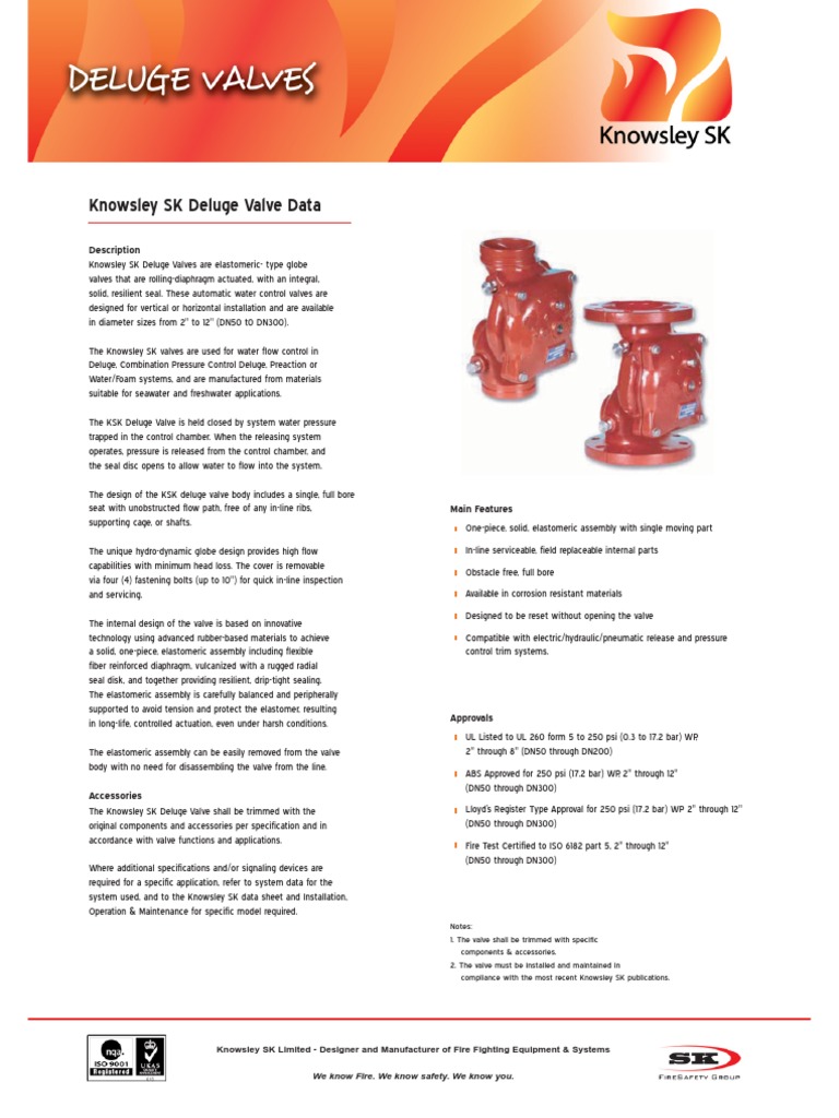 Knowsley SK Deluge Valves Overview | PDF | Valve | Pipe (Fluid Conveyance)