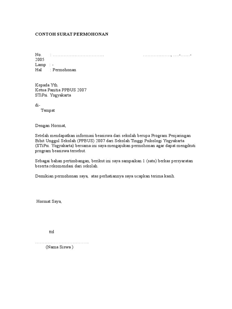 Contoh Surat Permohonan | PDF
