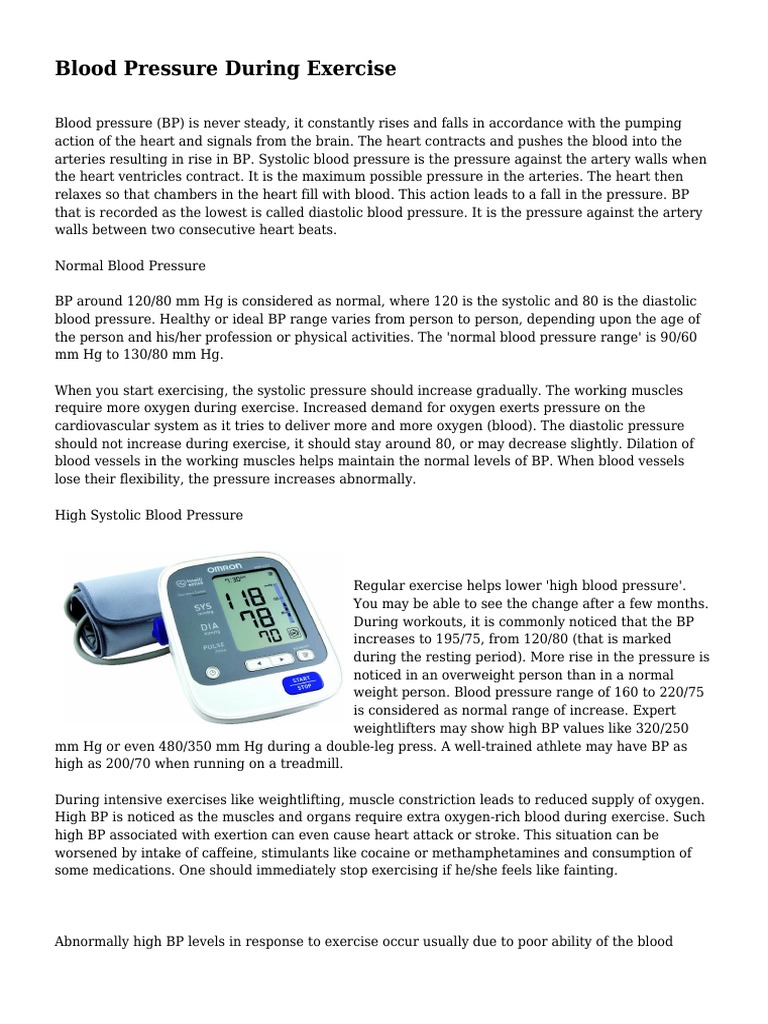 Blood Pressure During Exercise | Diastole | Blood Pressure