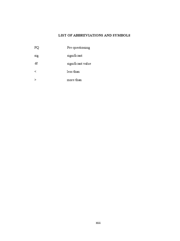 List of Abbreviations and Symbols | PDF