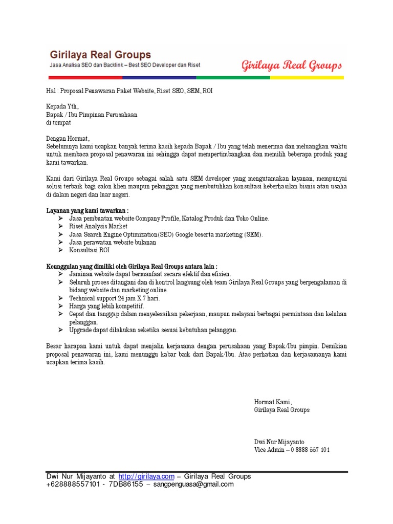 PROPOSAL PENAWARAN PAKET SEO - Girilaya | PDF
