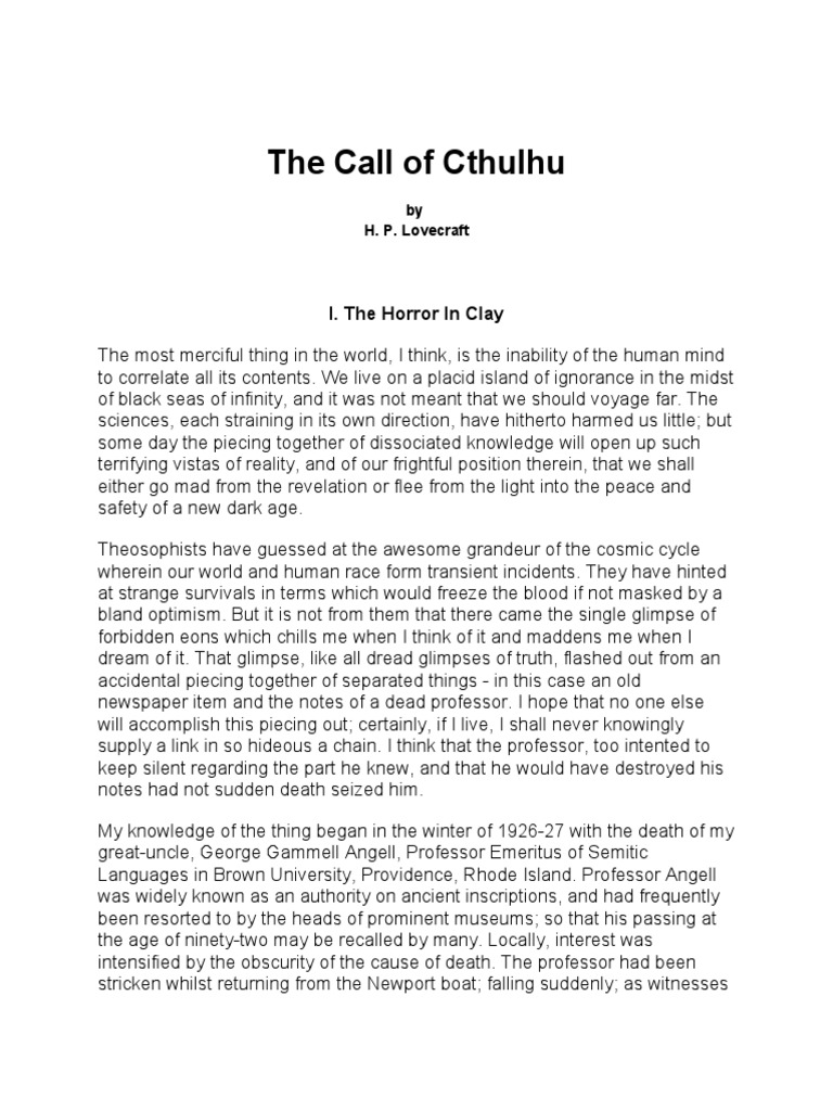 The Call of Cthulhu | PDF | Dream | Cthulhu