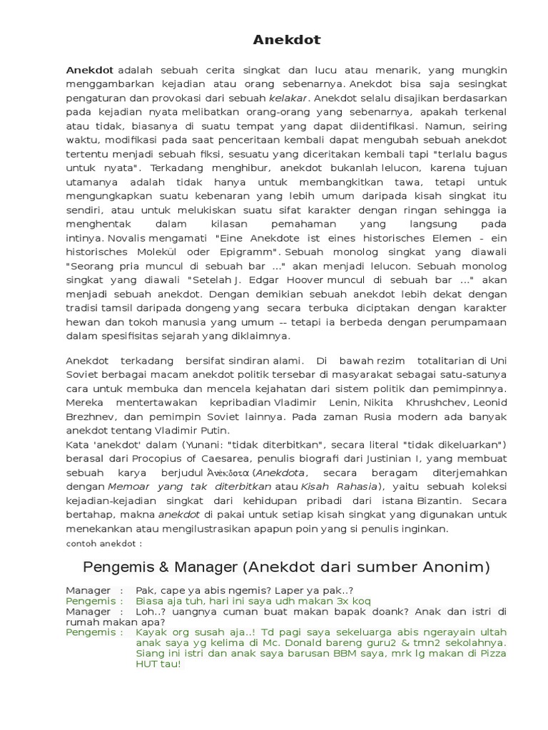 Anekdot | PDF | Fiksi Misteri, Thriller, & Kejahatan