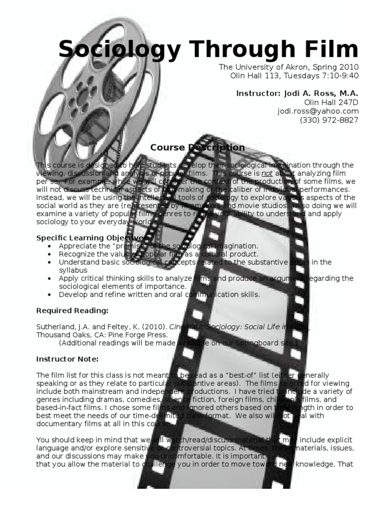 Sociology Through Film - Spring10 | PDF | Sociology | Plagiarism