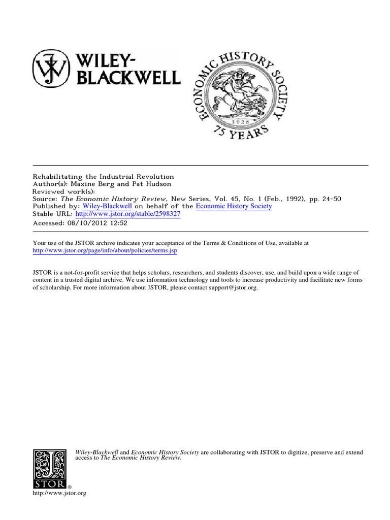 Berg, Maxine - Hudson, Pat, Rehabilitating The Industrial Revolution in ...