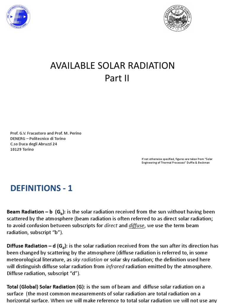 Available Solar Radiation - Part II | PDF | Sun | Physical Phenomena