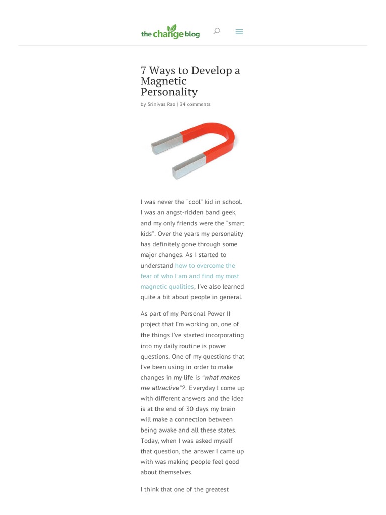 7 Ways To Develop A Magnetic Personality | PDF | Psychological Concepts ...