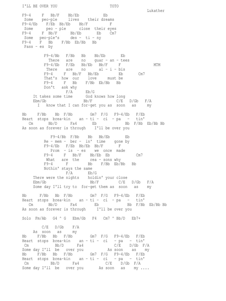 I'll Be Over You | PDF | Language Arts & Discipline | Foreign Language ...