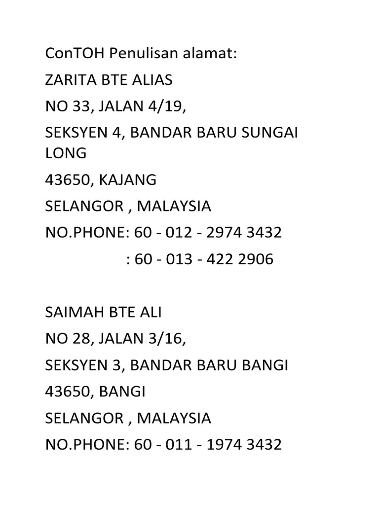 Cara Tulis Alamat | PDF