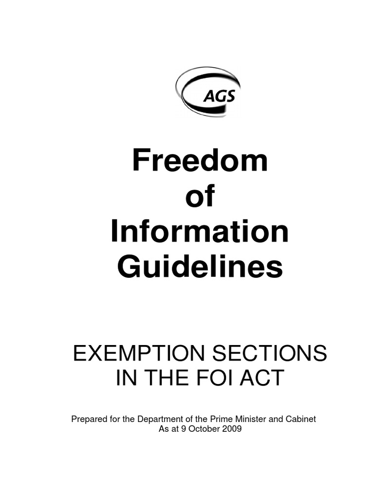 FOI Guidelines FOI Act Exemptions | PDF | Freedom Of Information Laws ...