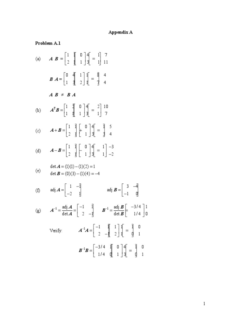 Appendix A | PDF | Eigenvalues And Eigenvectors | Matrix (Mathematics)