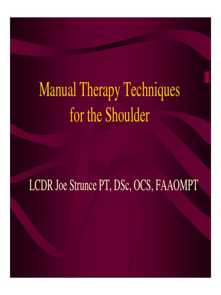 Manual Therapy Techniques For The Shoulder | PDF | Anatomical Terms Of ...