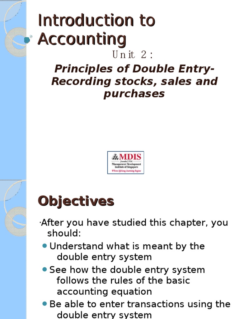 Double Entry,Recording Stocks, Purchases L 2 | Debits And Credits ...