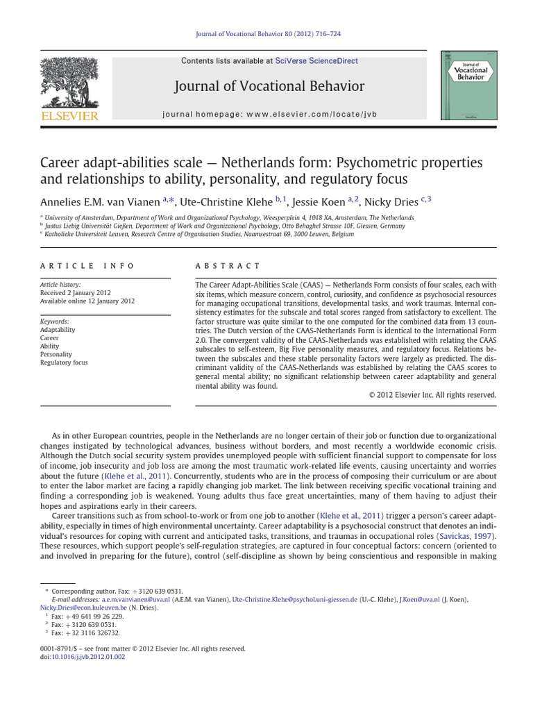 Career Adapt-Abilities Scale | PDF | Extraversion And Introversion ...