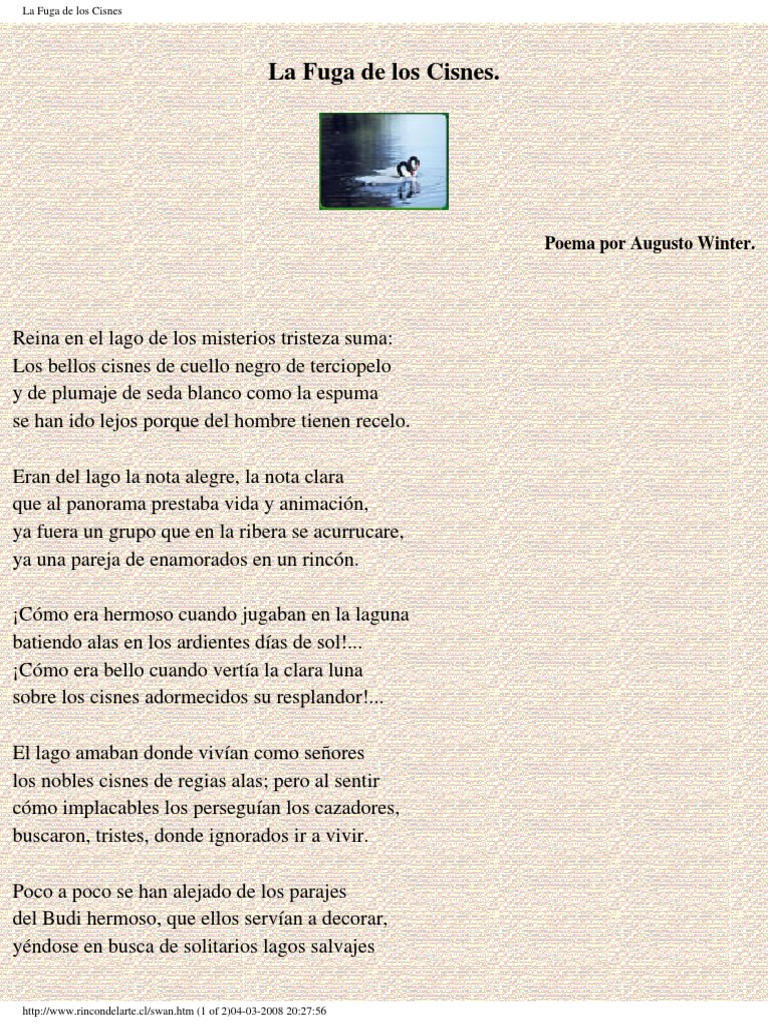 La Fuga de los Cisnes: Poema de Winter | PDF