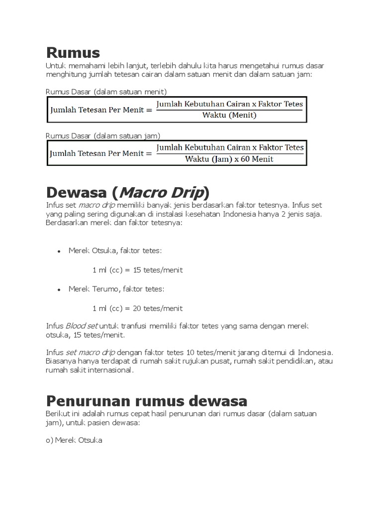 Rumus Hitung Infus | PDF