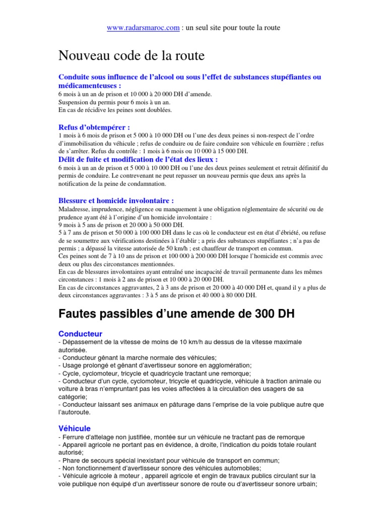 Code Marocain De La Route