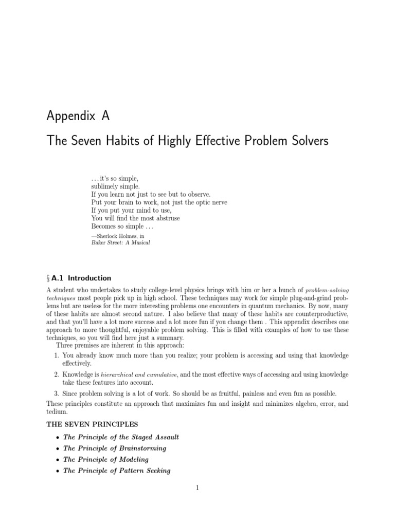Appendix A The Seven Habits of Highly Effective Problem Solvers | PDF ...