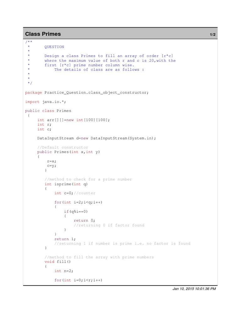 Primes (JAVA PROGRAM PDF | PDF | Computers | Teaching Methods & Materials