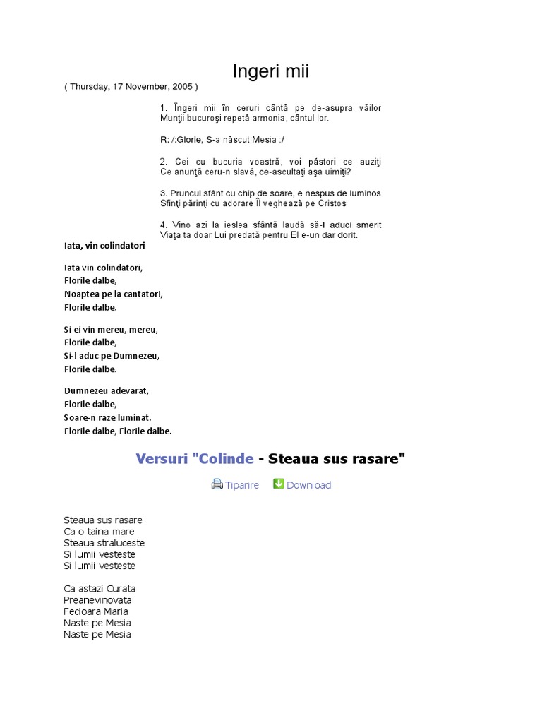 Colinde Versuri | PDF