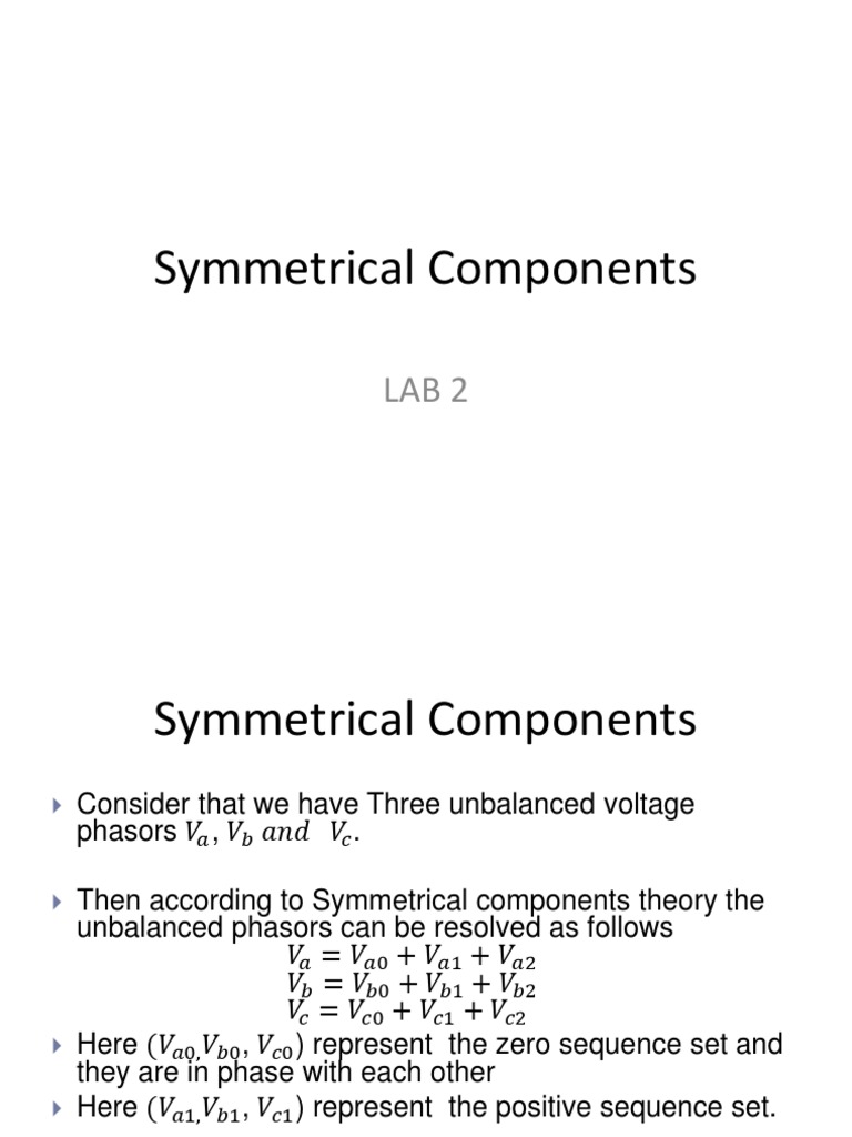 Symmetrical Components Lab Guide | PDF
