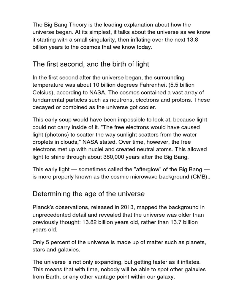 The Big Bang Theory | PDF | Big Bang | Universe