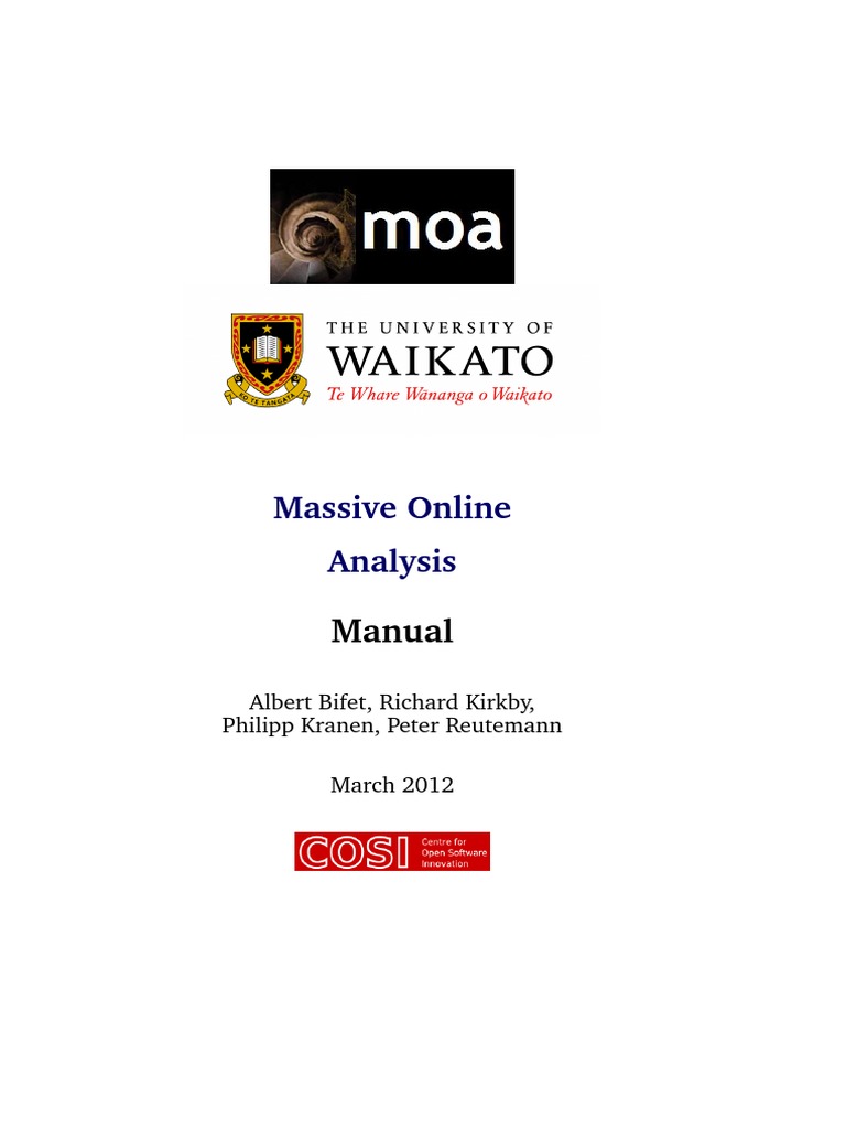 MOA - Massive Online Analysis Manual | PDF | Cluster Analysis | Graphical User Interfaces