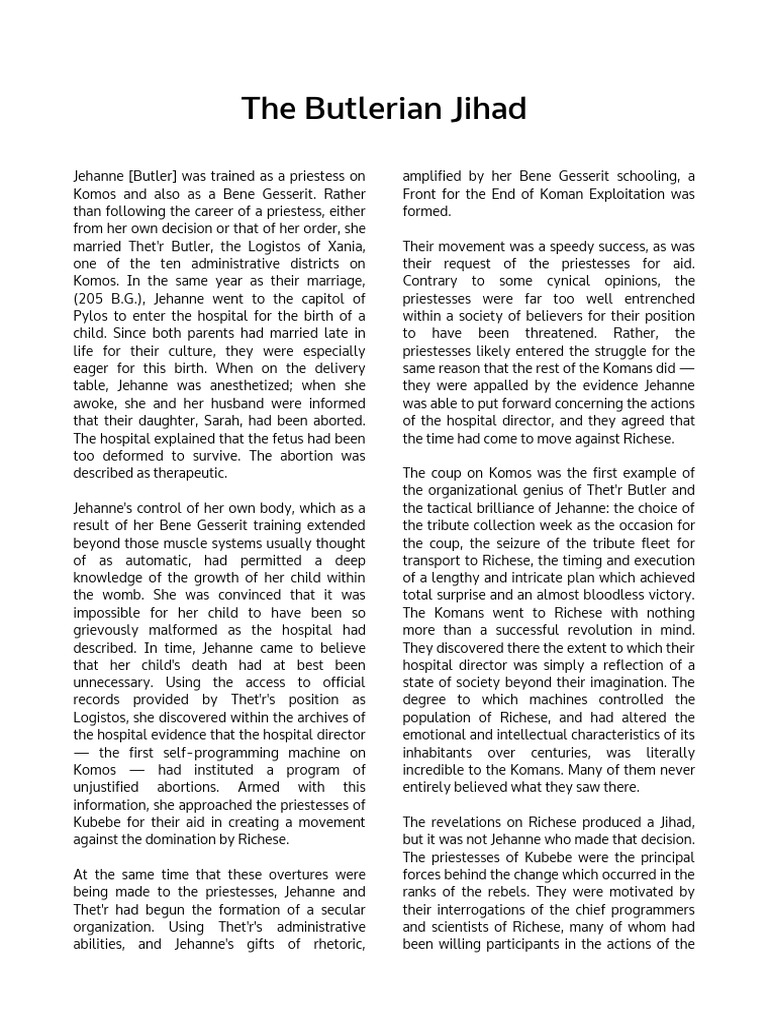 Butlerian Jihad PDF | PDF | Religion And Belief