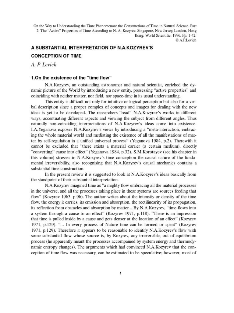 A Substantial Interpretation of N A Kozyrev Conception of Time A P ...