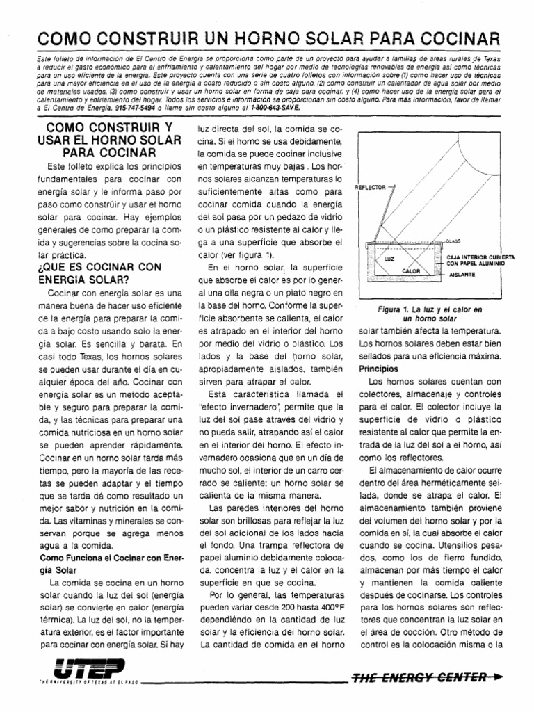 Como Construir Un Horno Solar para Cocinar | PDF