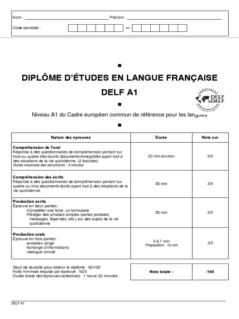 example of delf test | Devises | Orthographie