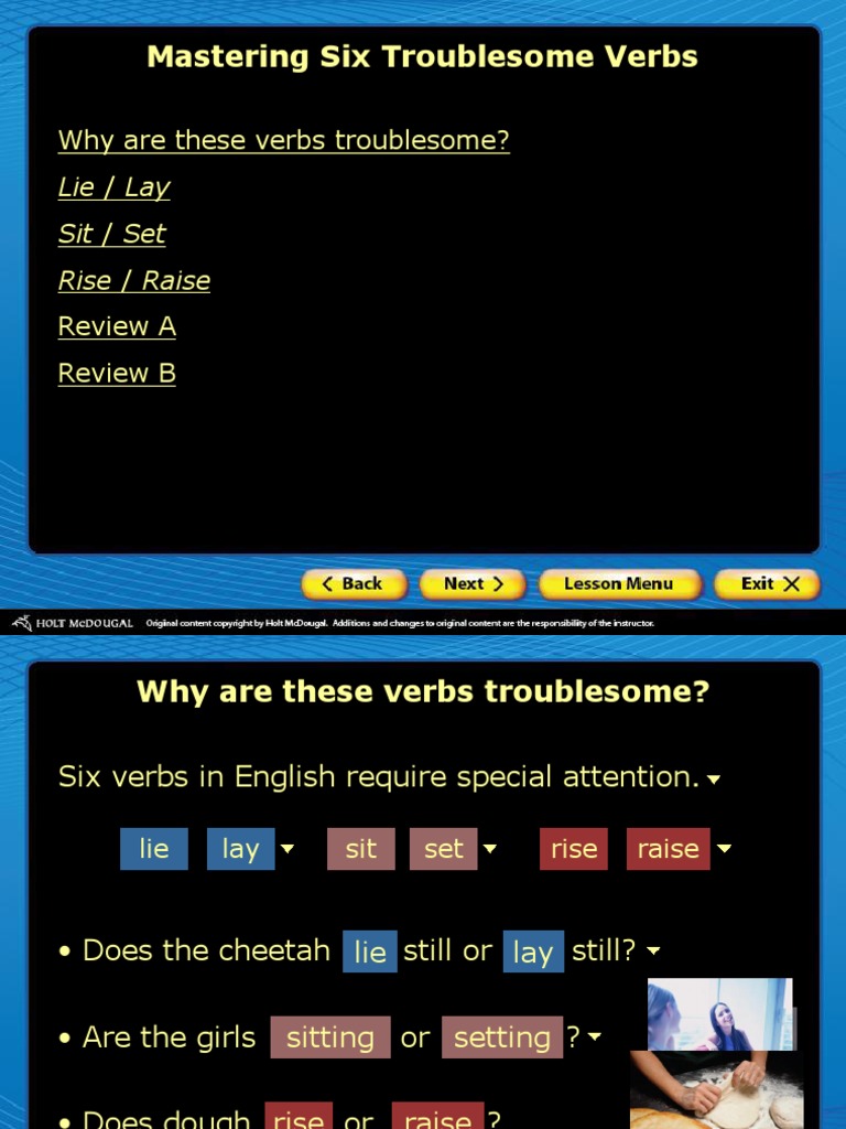 Six Troublesome Verbs | PDF | Verb | Grammar