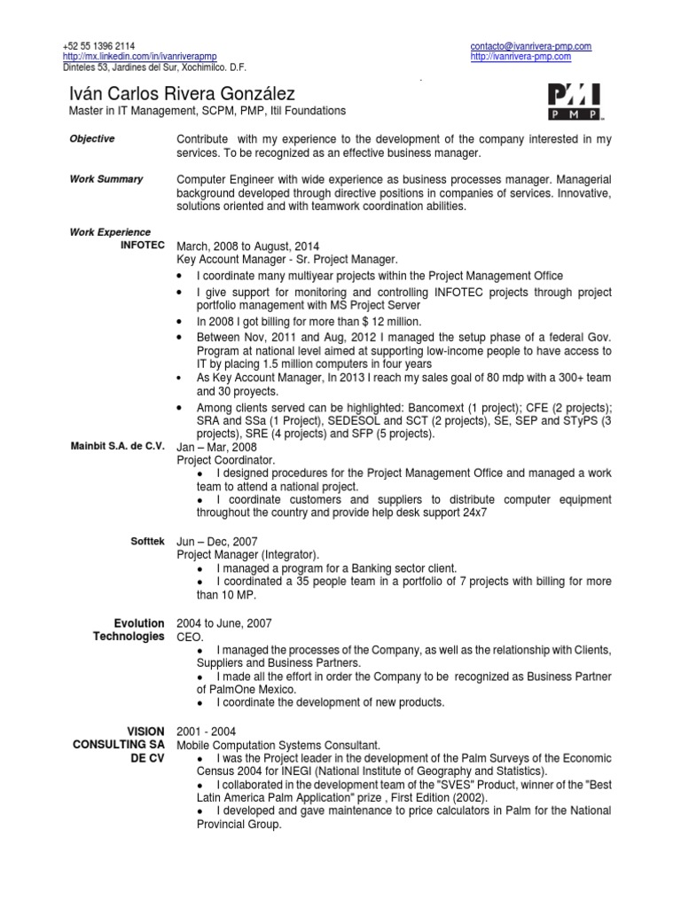 Resume Ivan Rivera 2015-V1.1-En | PDF