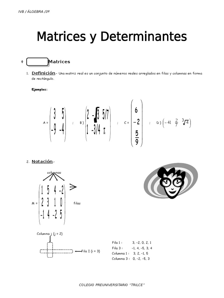 Formulario de Matrices y Determinantes | PDF | Determinante | Matriz ...