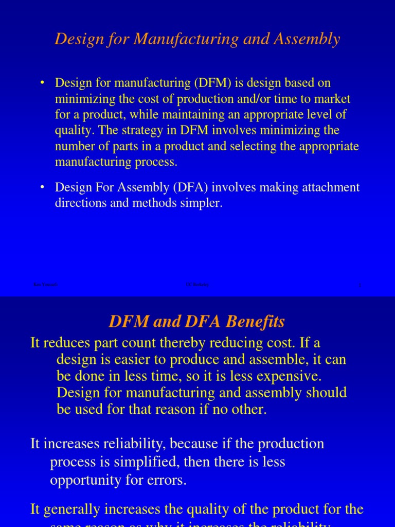 Design For Manufacturing and Assembly | PDF