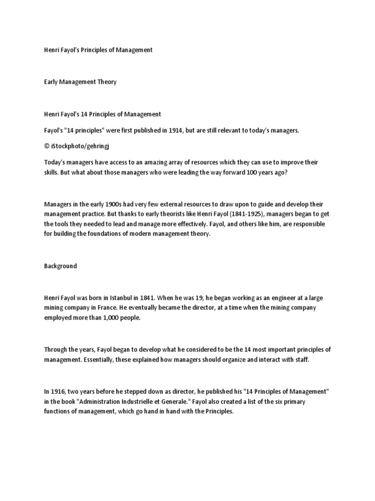 14 Principles of Management | PDF | Employment | Behavioural Sciences
