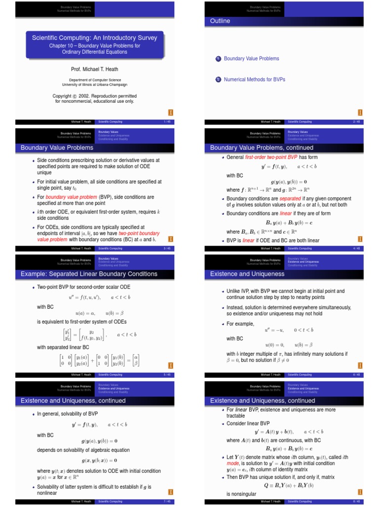 Chap10 8up Boundary Value Problems For Odes Pdf Numerical Analysis Ordinary