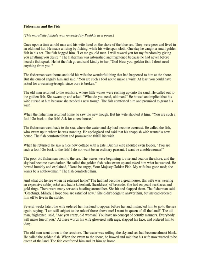 Fisherman and A Fish | PDF | Reading (Process)