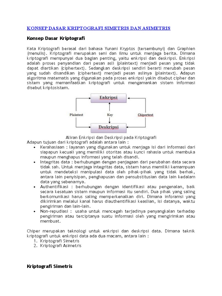 Konsep Dasar Kriptografi Simetris Dan Asimetris | PDF