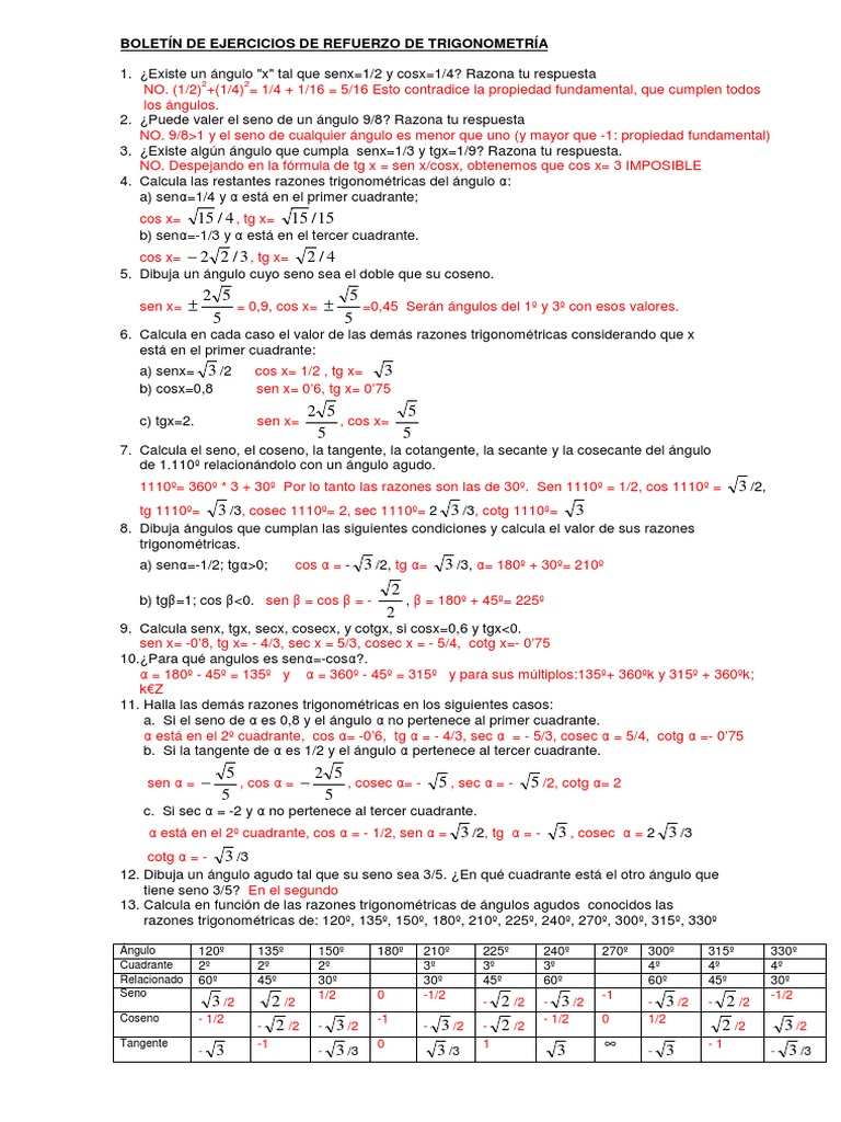 Ejercicios de Trigonometria | PDF