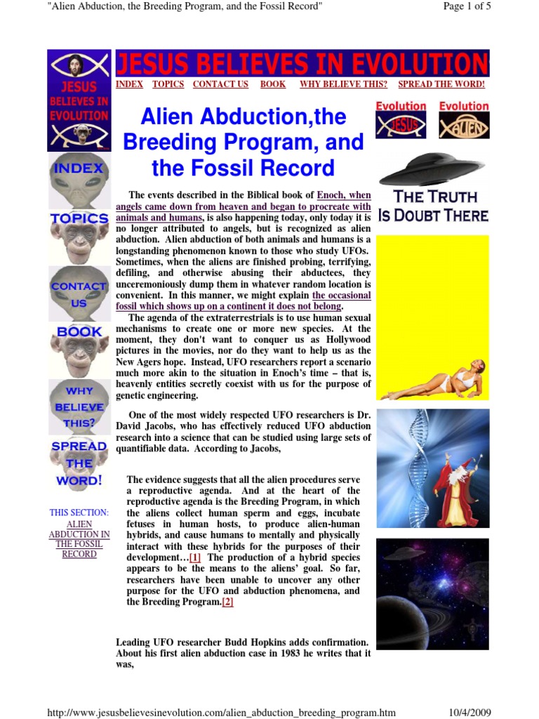 Alien Abduction The Breeding Program And The Fossil Record Alien