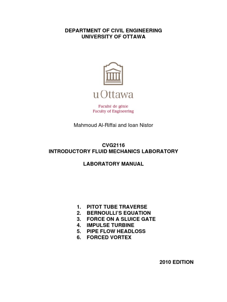 Fluid Mechanics Lab Manual: Flow Experiments | PDF | Fluid Dynamics | Reynolds Number