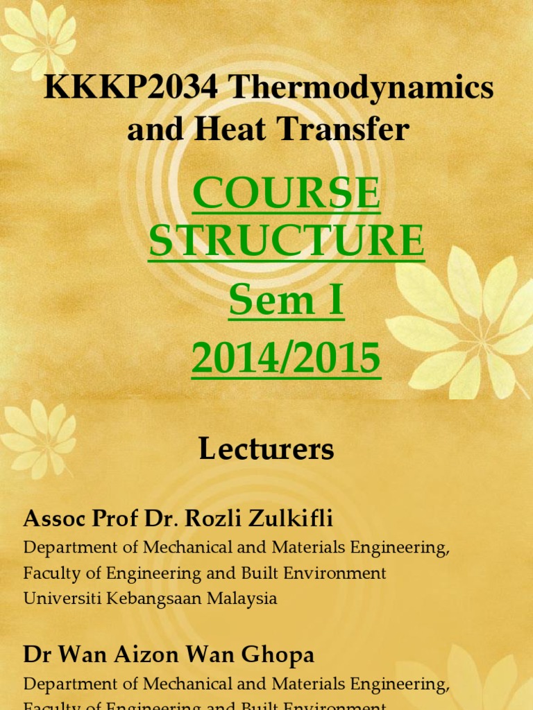 Course Structure and Syllabus for KKKP2034 Thermodynamics and Heat ...