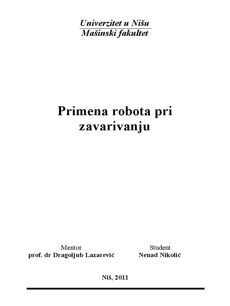 Primena Robota Pri Zavarivanju | PDF