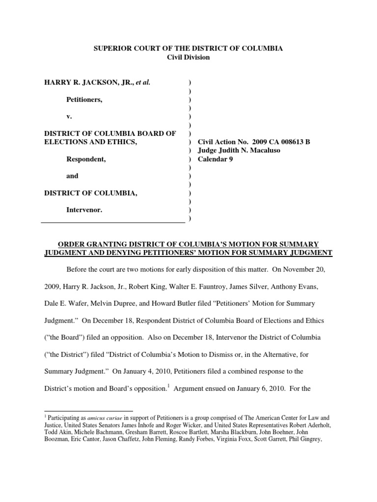 Order Granting Motion For Summary Judgment, Filed 01-14-10 in Jackson v ...