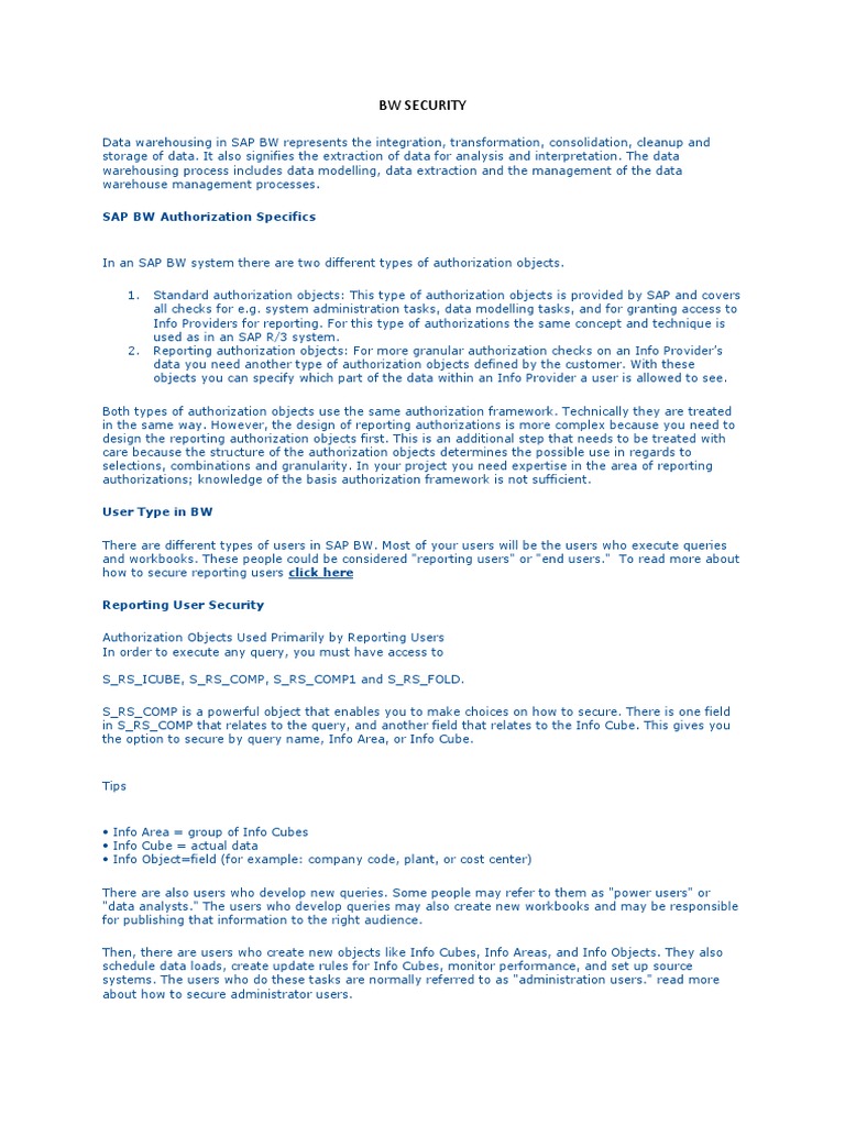 Bw Bi Security Pdf Microsoft Excel Data Analysis