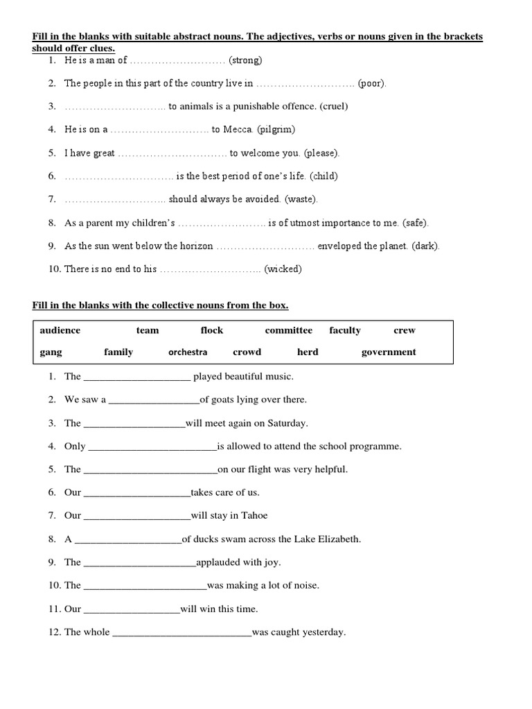 Grade 7 grammar excercise | Noun | Syntax