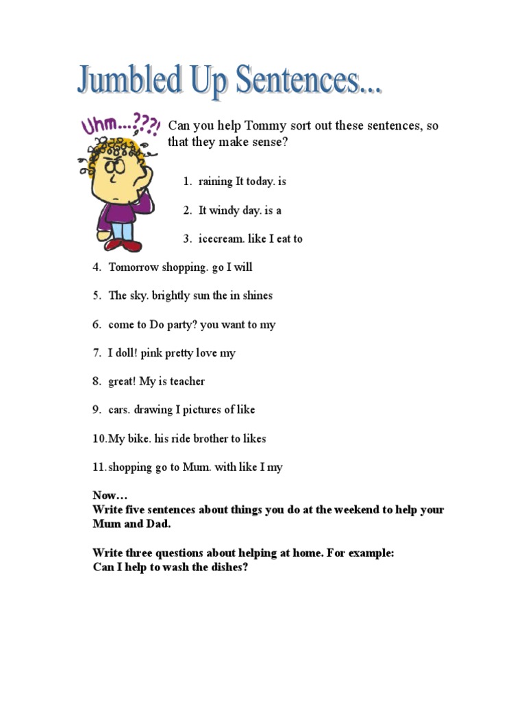 Jumbled Sentences Worksheet for Kids | PDF